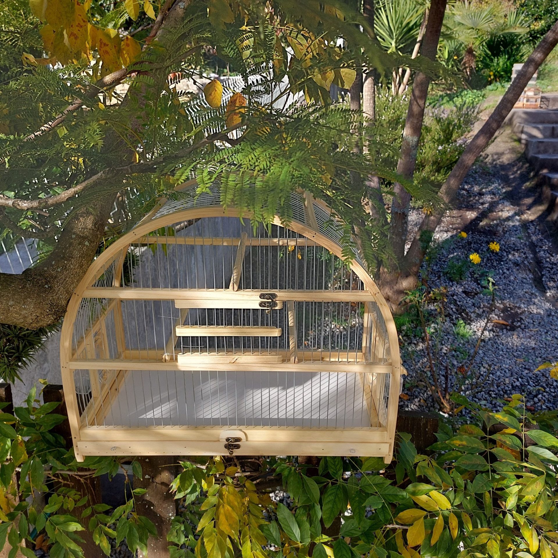 Large Oval Bird Cage - Natural Wood - PadaWorks