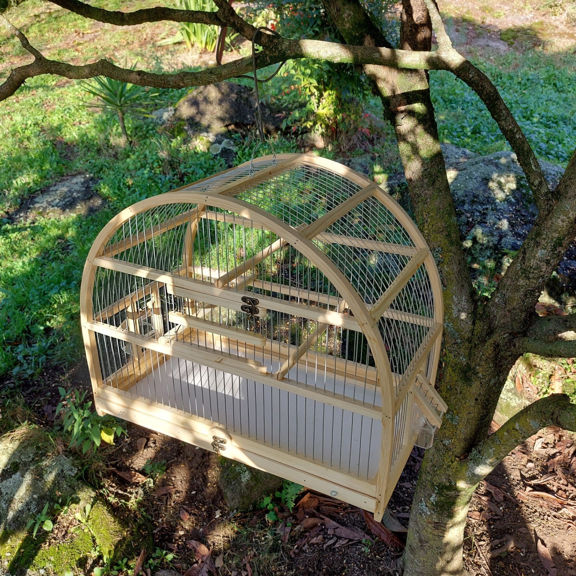 Large Oval Bird Cage - Natural Wood - PadaWorks
