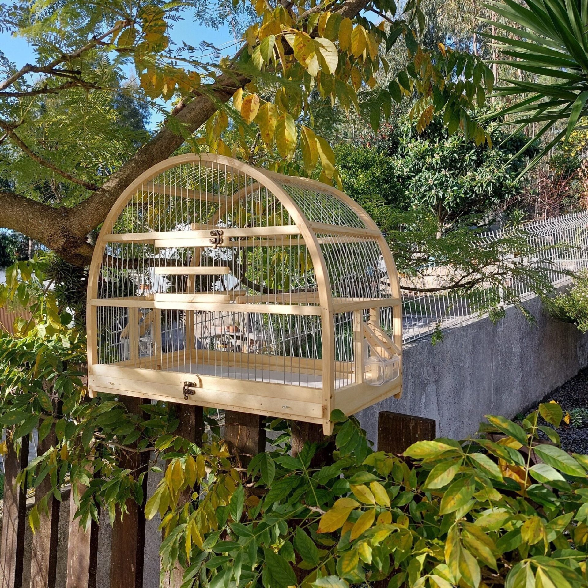 Large Oval Bird Cage - Natural Wood - PadaWorks