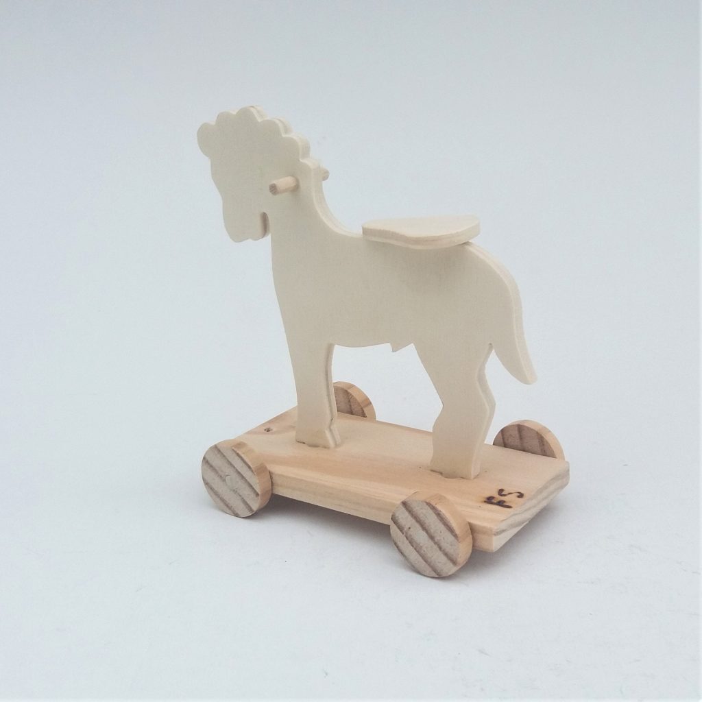 Wooden Miniature Horse With Wheels to Paint - PadaWorks