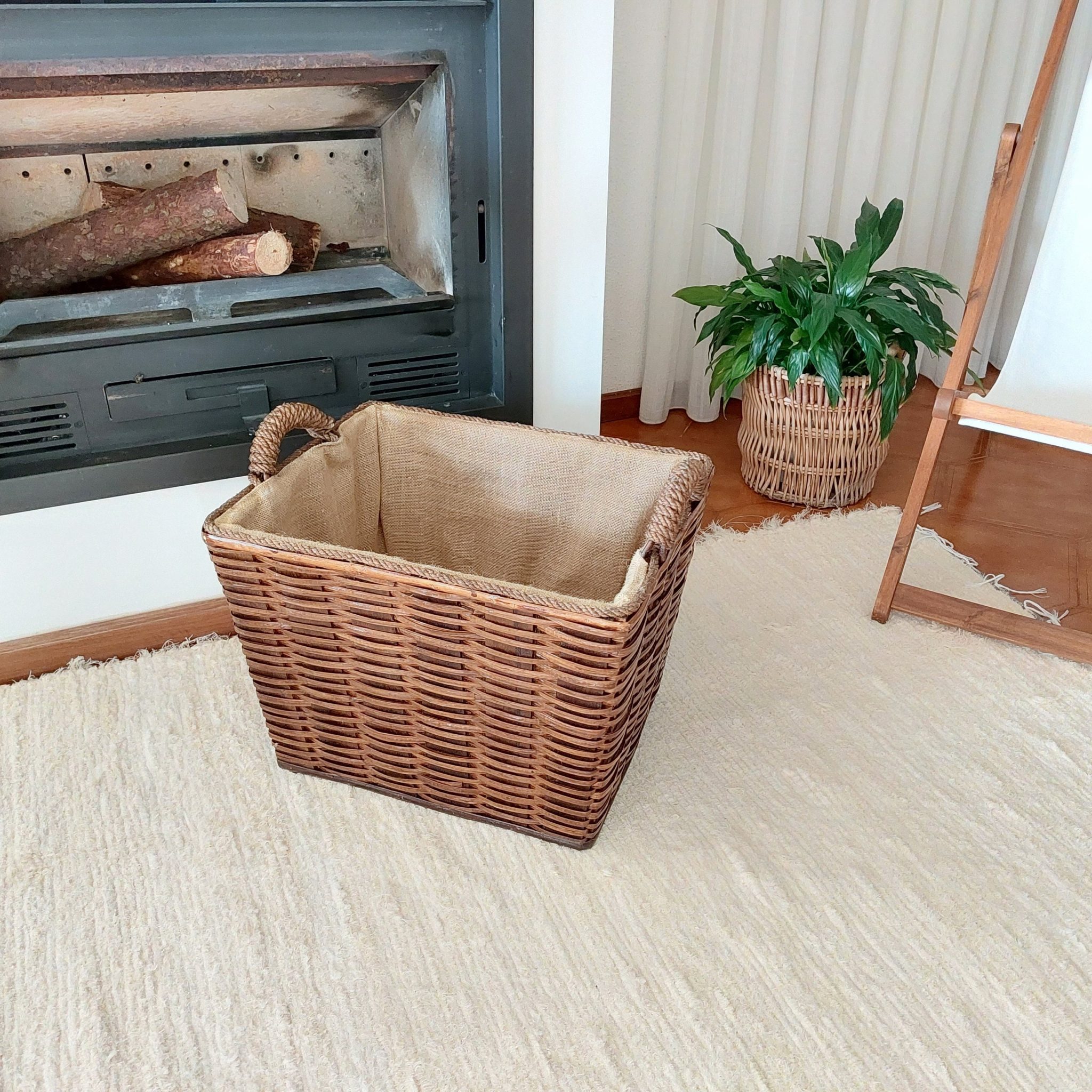 Wicker Firewood Basket - Rectangular Basket - PadaWorks