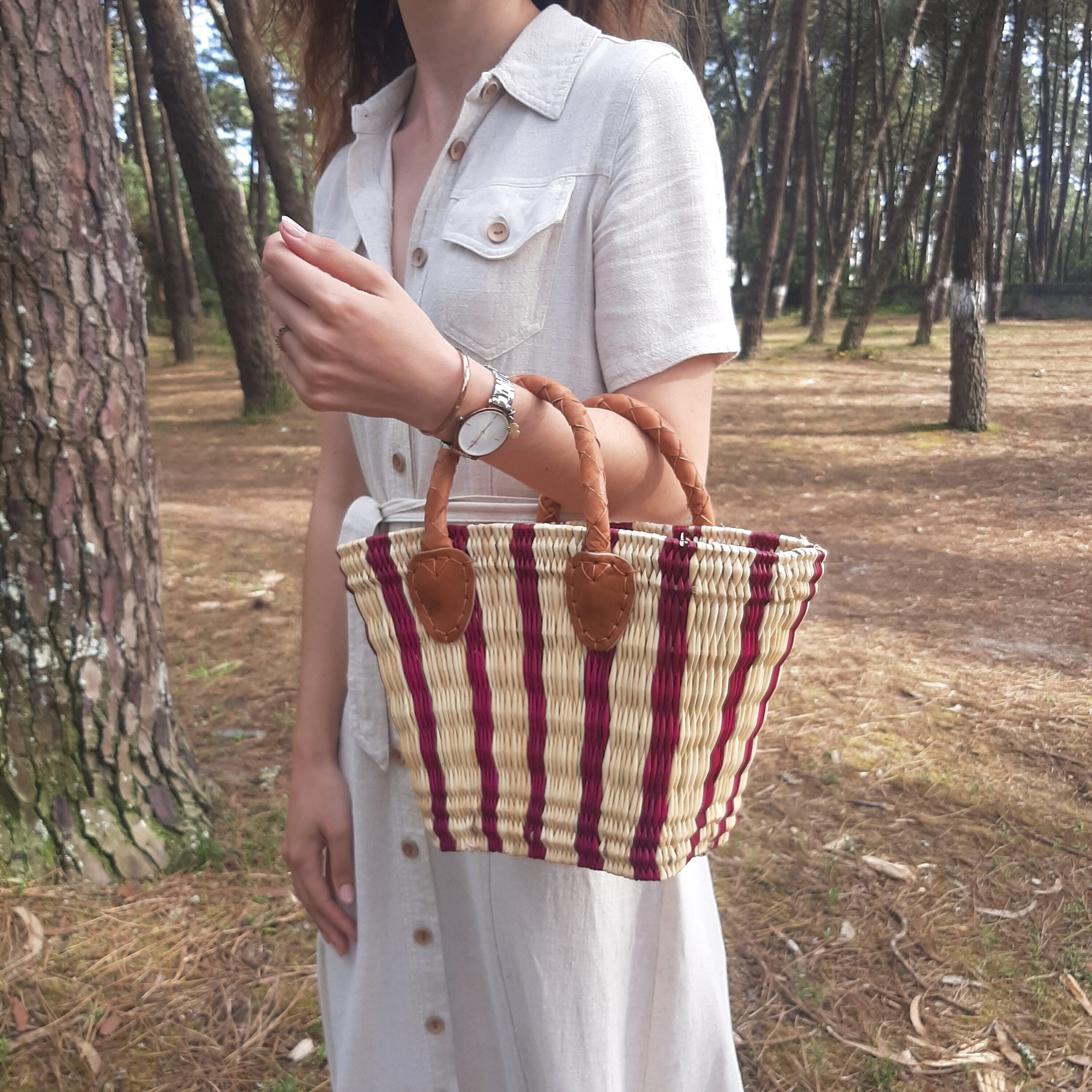 Straw Reed Bag With Leather - PadaWorks
