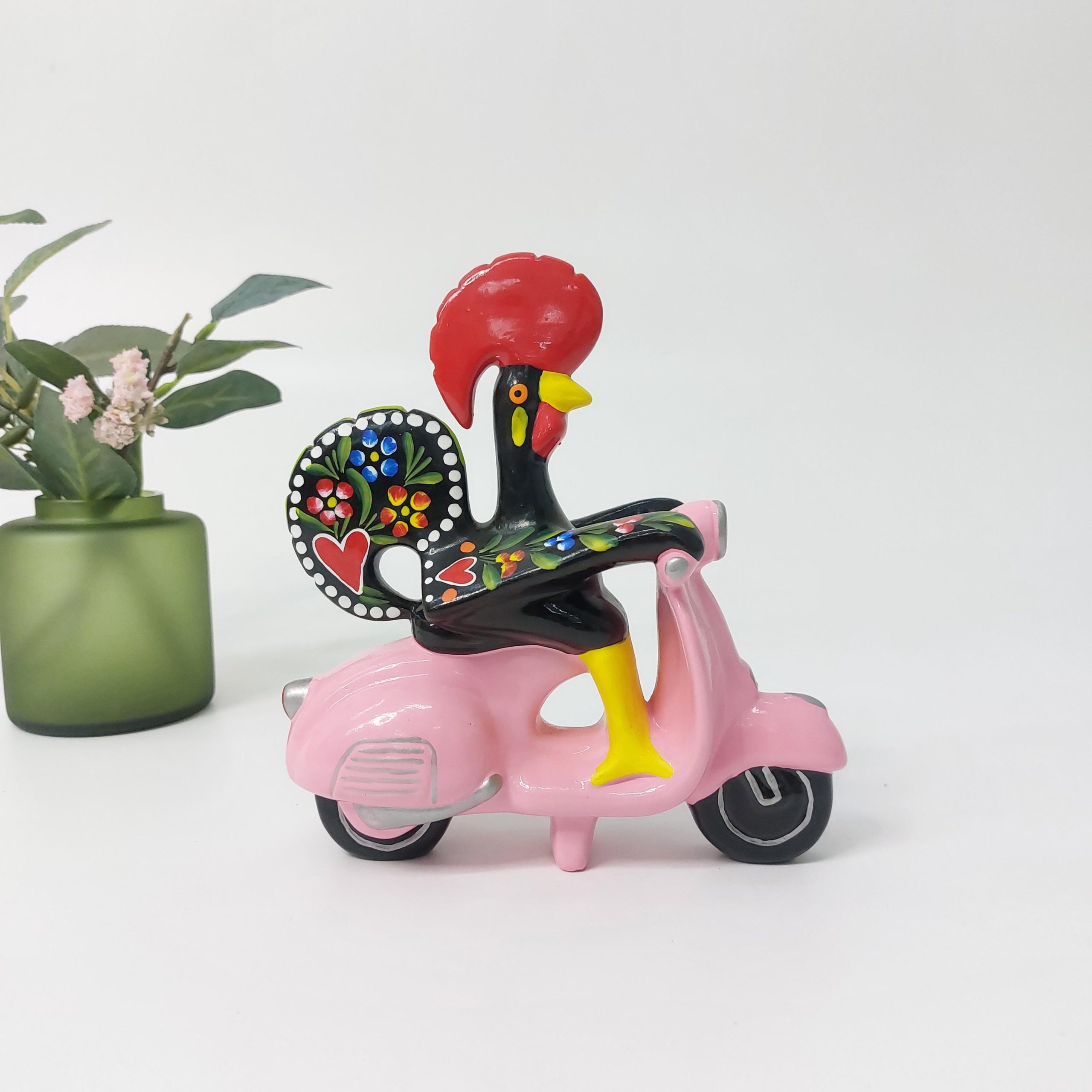 Pink Motorcycle With Multicolor Rooster - PadaWorks