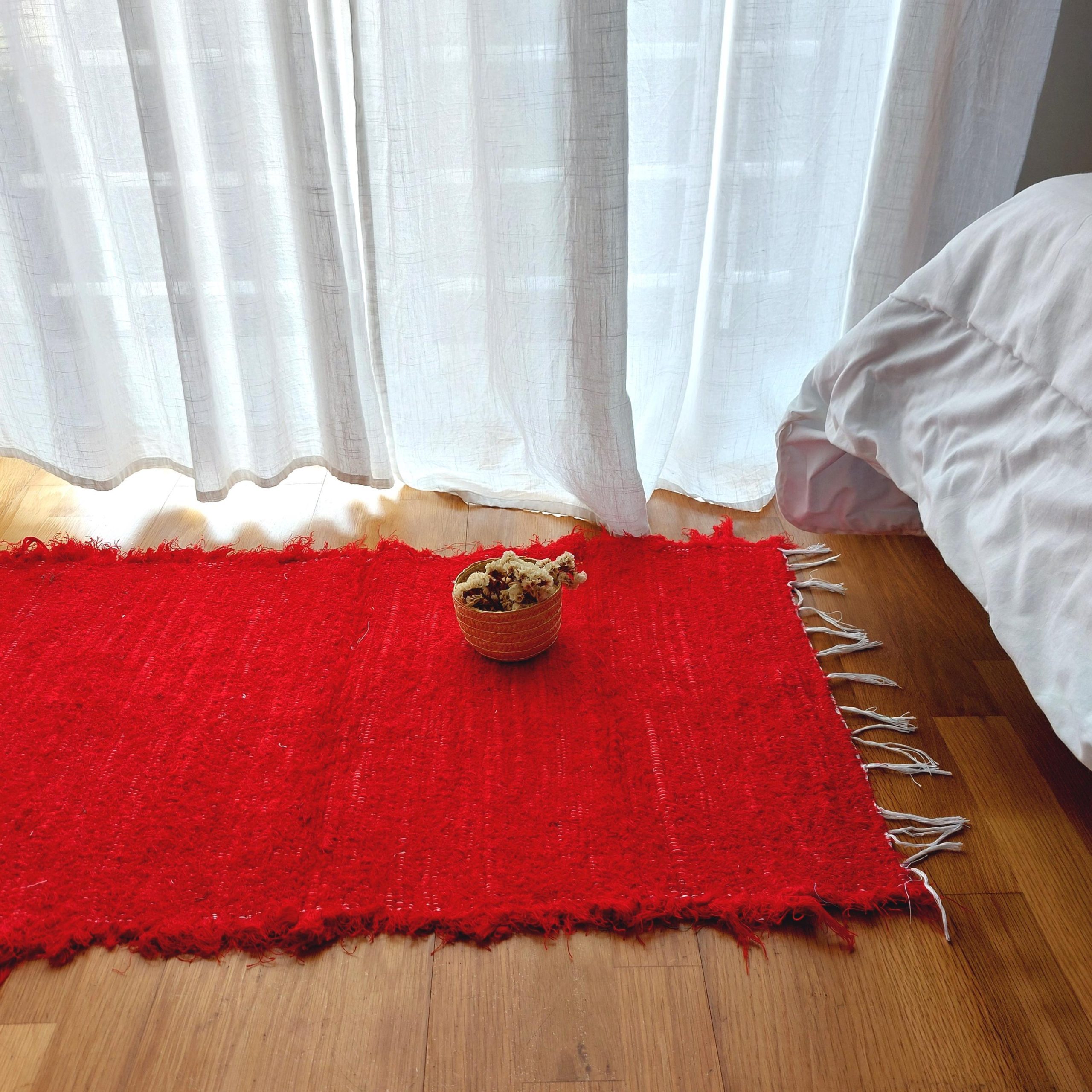 Small Red Rug - 50x100cm - Soft Rug - PadaWorks