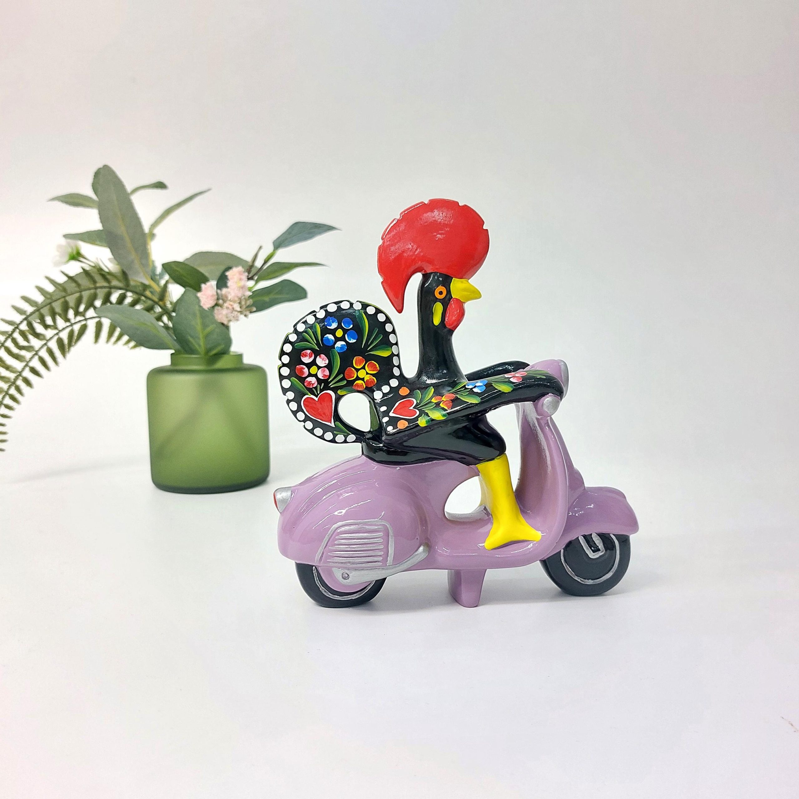 Purple Motorcycle With Multicolor Rooster - PadaWorks