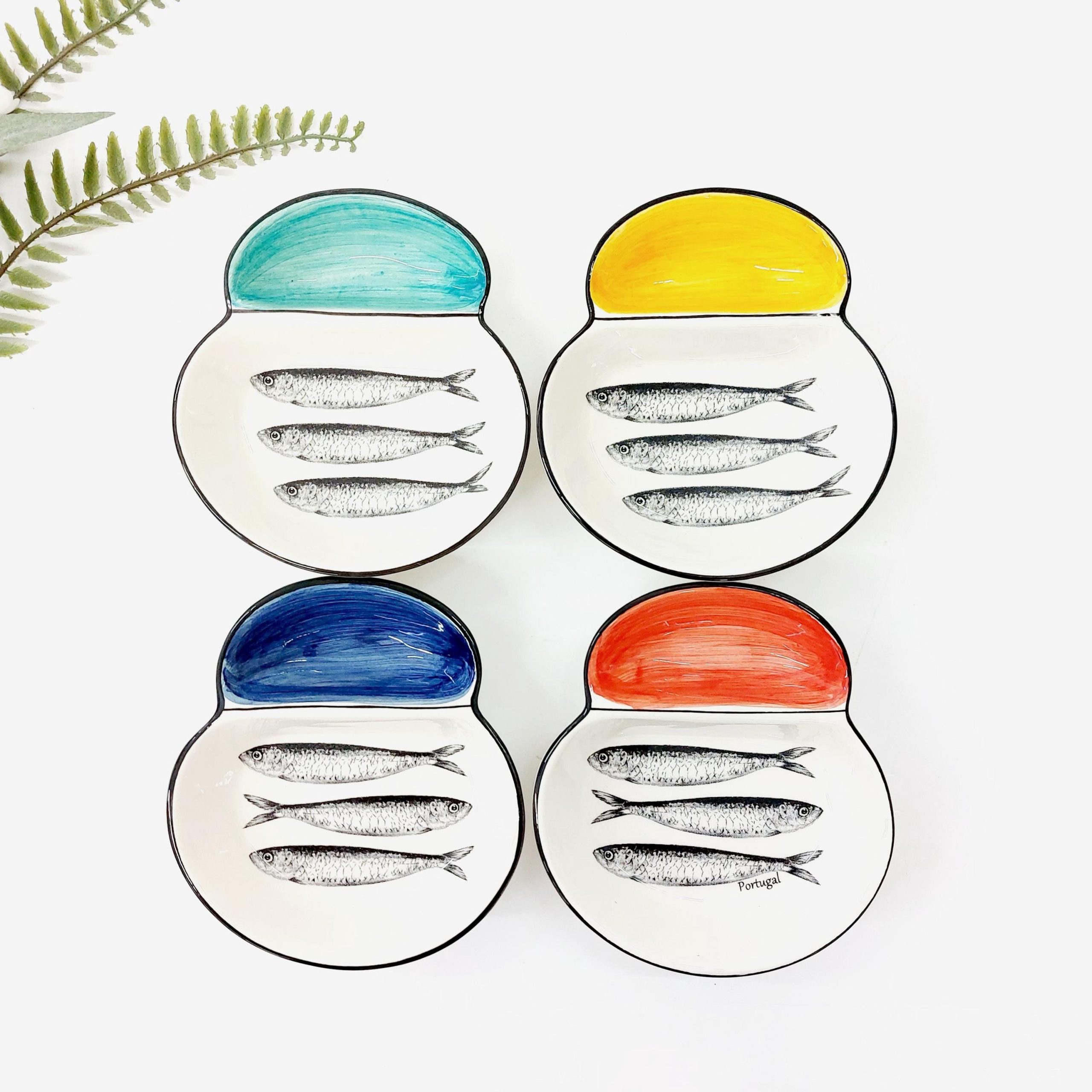 Ceramic Olive Plate With Sardines Design - PadaWorks