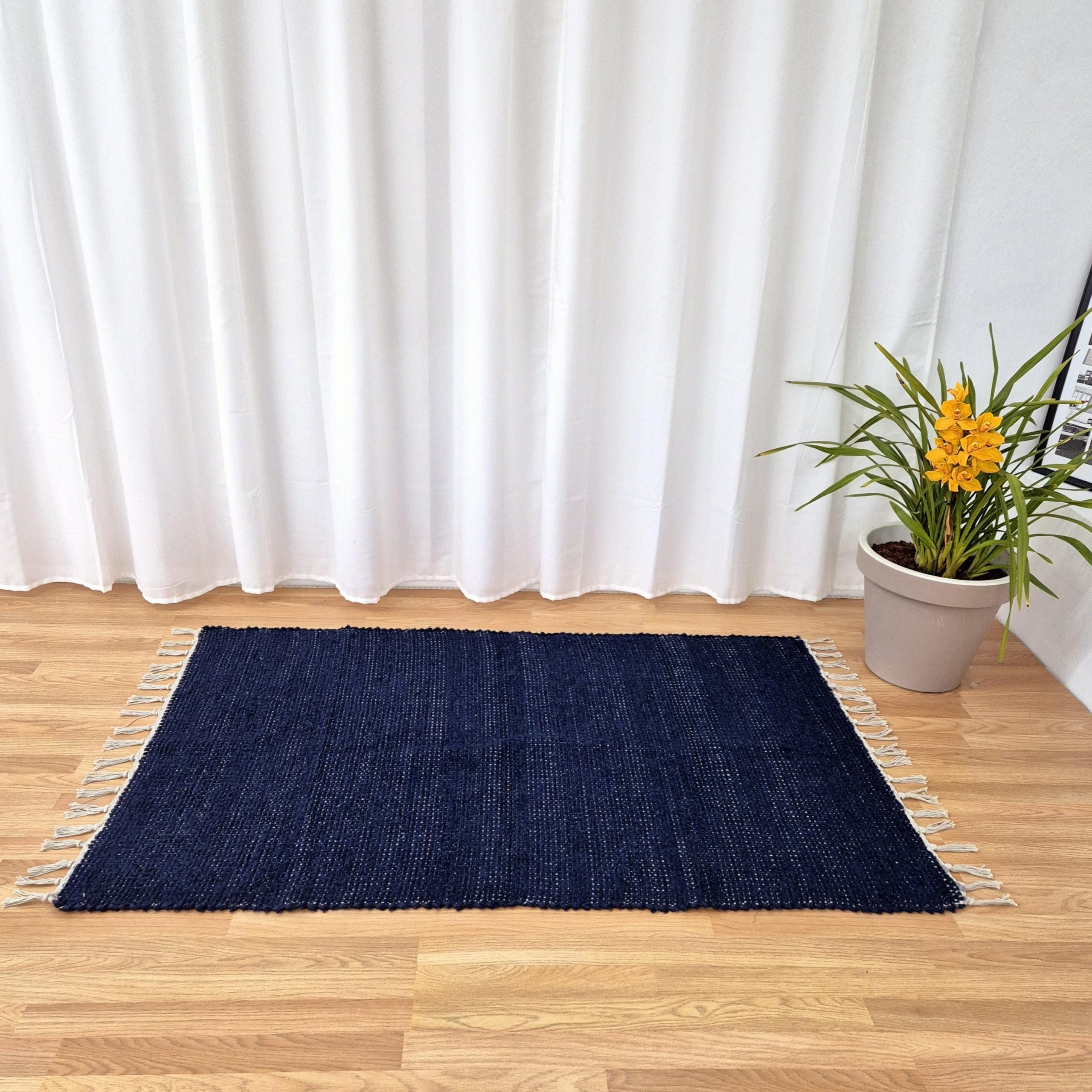 Large Dark Blue Rug - 100x150cm - Traditional Rug - PadaWorks